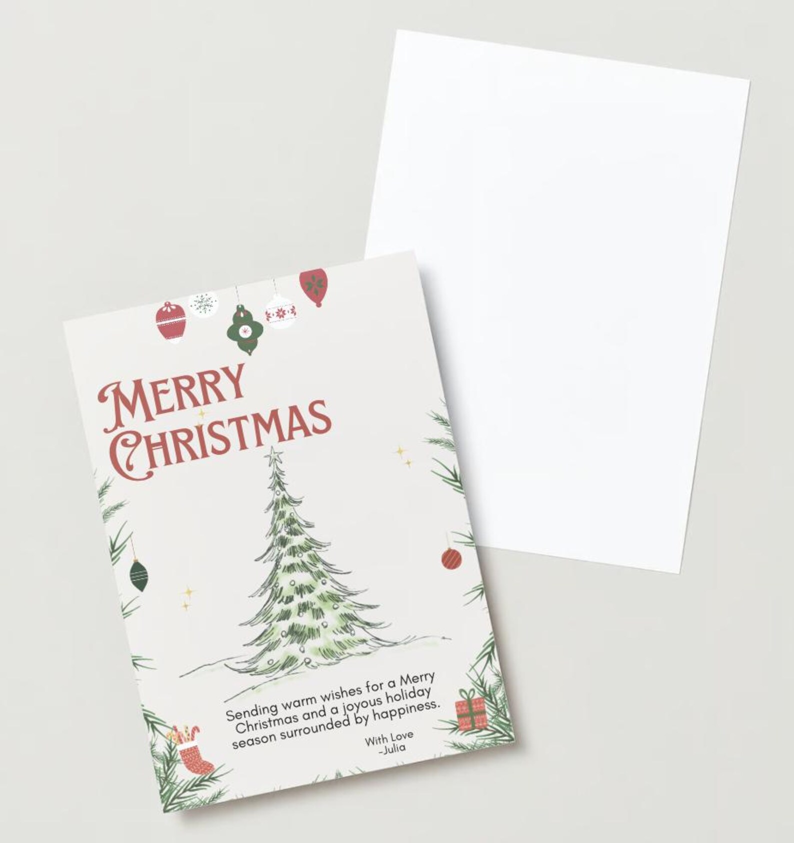 Editable_green & Red Christmas Card - Etsy