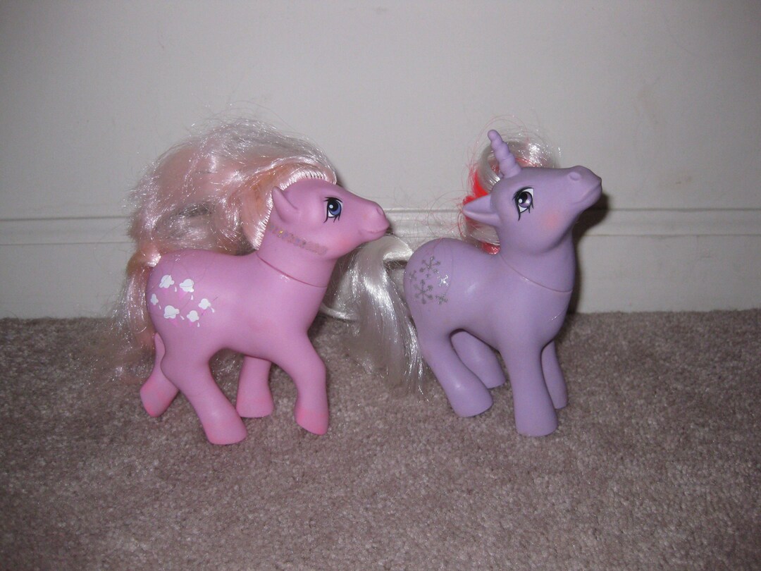Two Vintage 1980s My Little Pony Powder the Purple Unicorn and Lickety ...