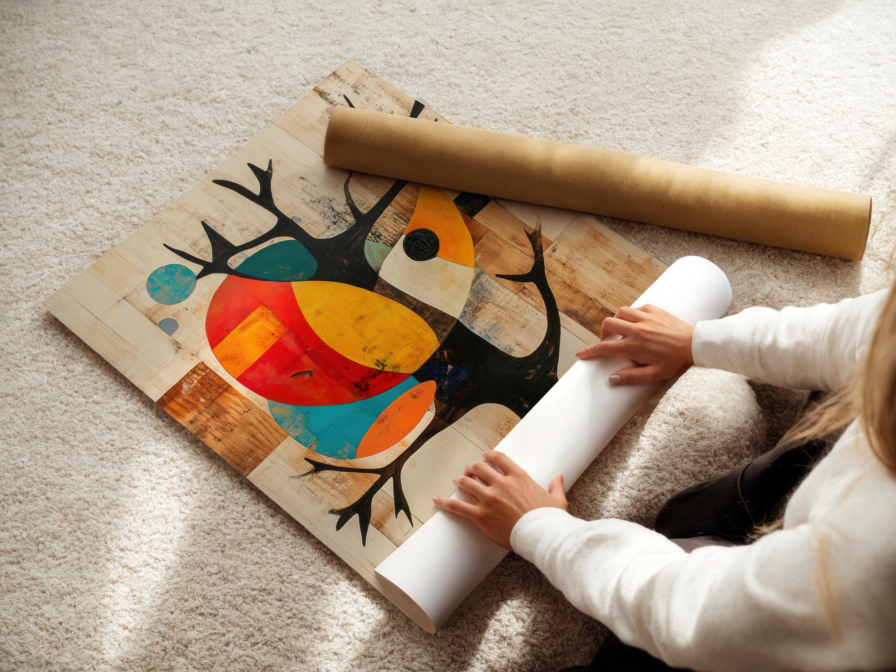 Abstract Painting of a Tree Warm Colors Wallart High Quality Digital ...