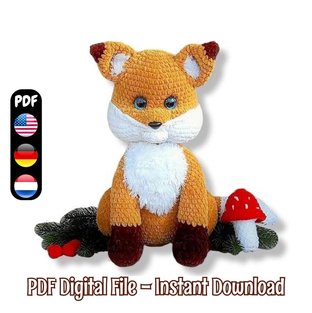 Fox Pattern PDF Woodland Amigurumi With Mushroom & Berries 34cm Forest ...