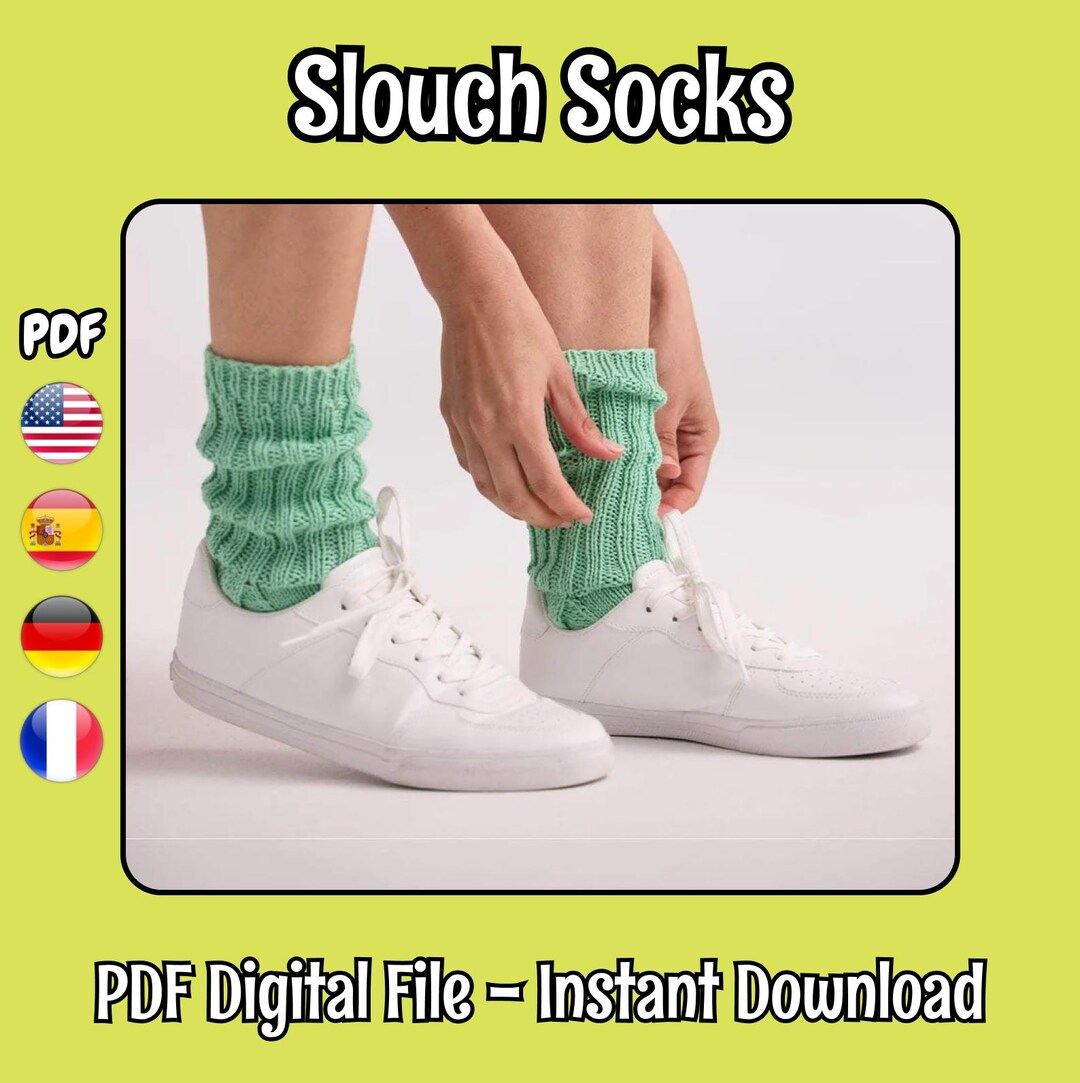 Slouch Socks Knitting Pattern, Cozy Knit Socks, DIY PDF Tutorial for ...