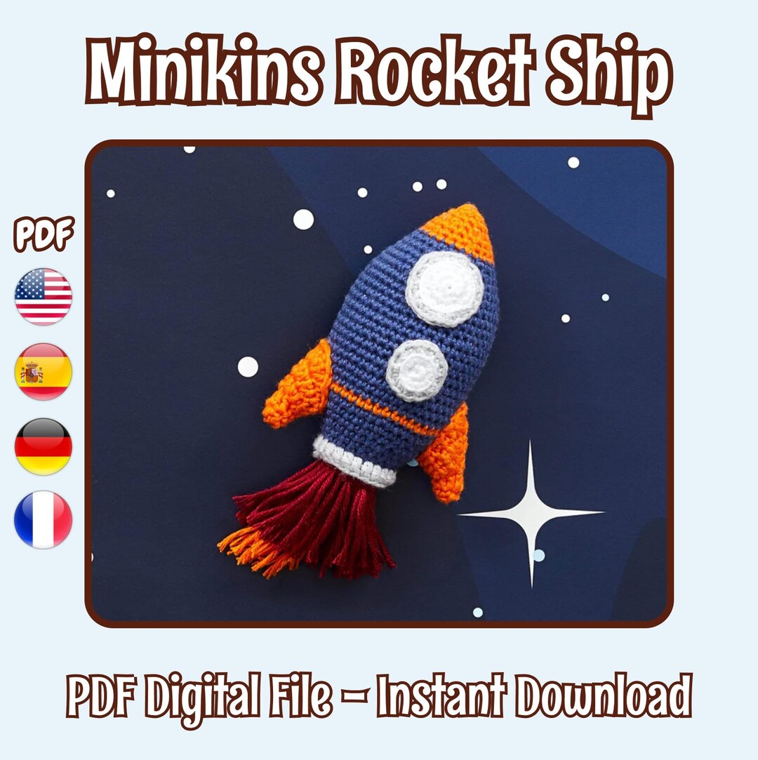 PATTERN PDF Mini Rocket Ship Digital Crochet Pattern DIY Space Toy ...