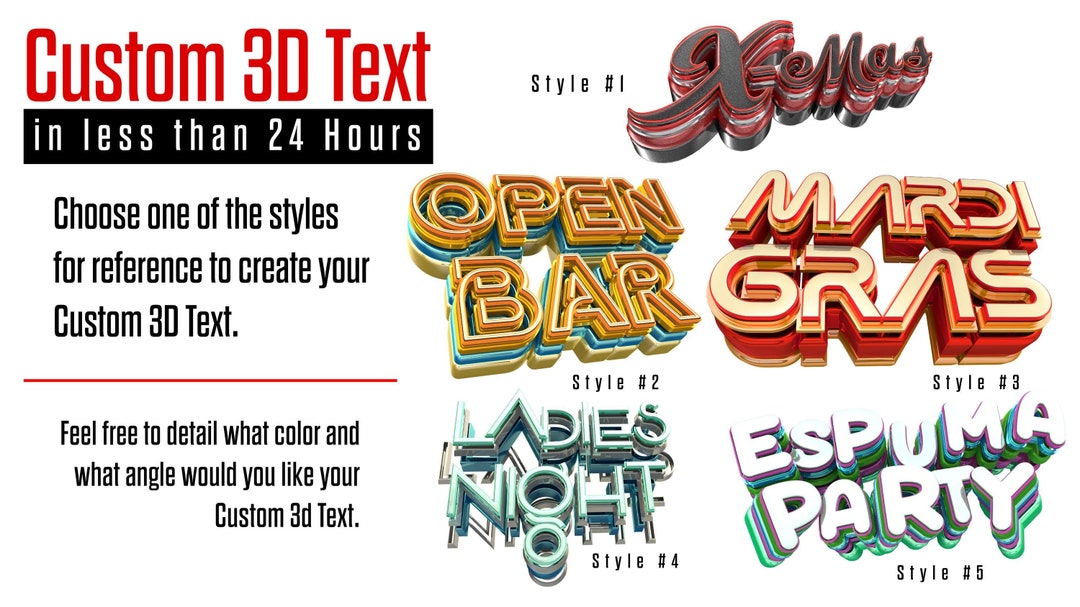 Custom 3D Text Render PNG File. Ready in 24 Hours or Less!! - Etsy