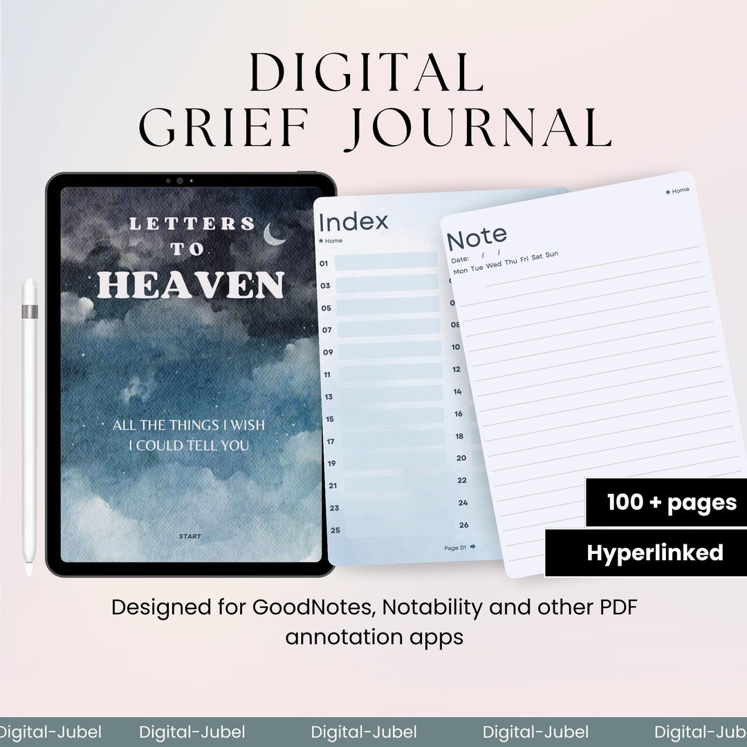 Digital Grief Journal, Letters to Heaven, Digital Lined Notebook, Loss ...