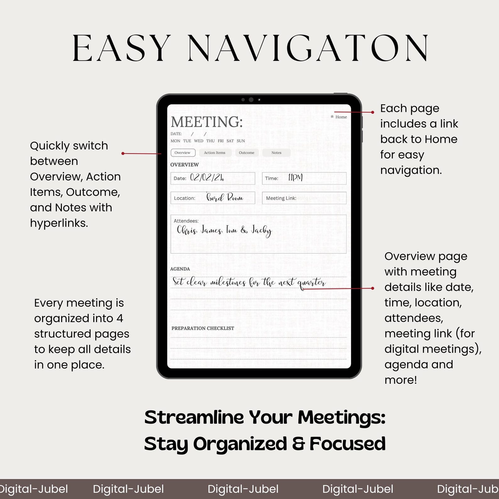 Meeting Book Template for Goodnotes Ipad, Meeting Notes, Hyperlinked ...