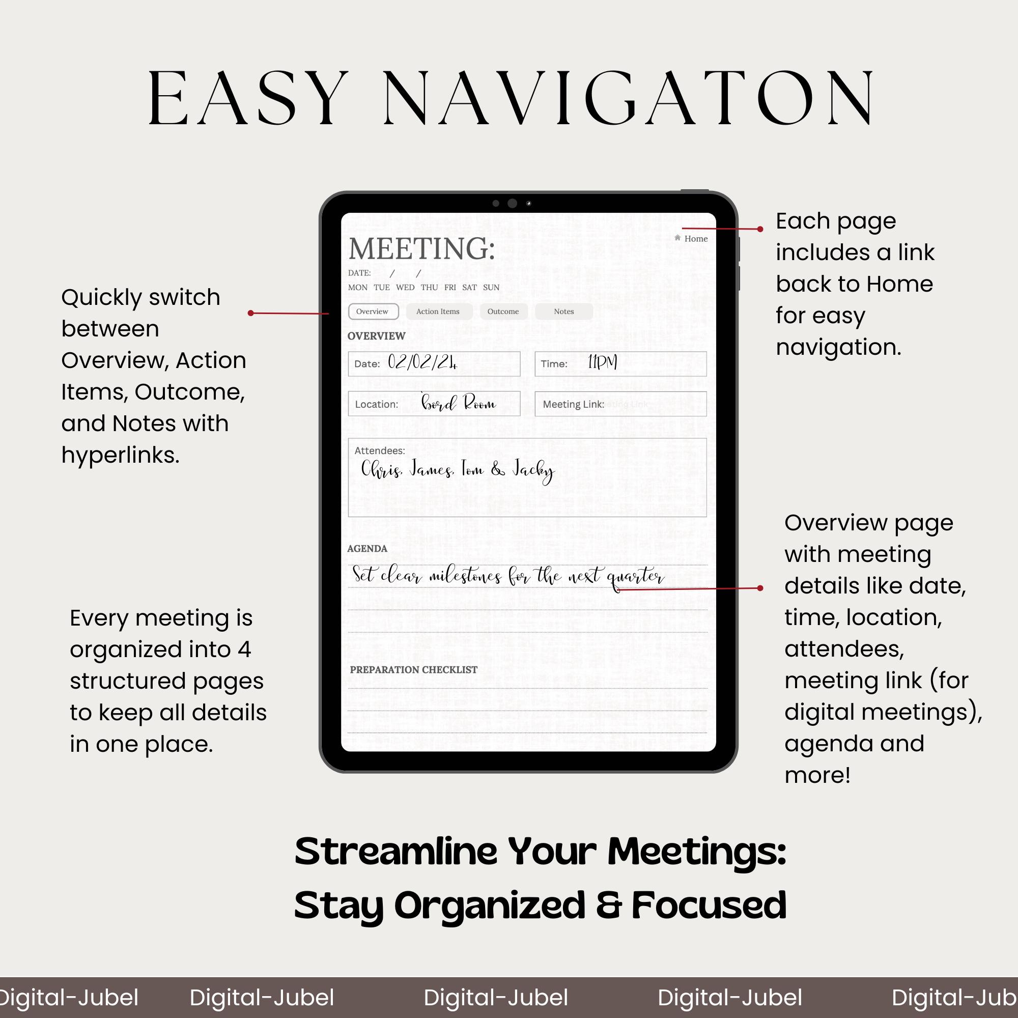 Meeting Book Template for Goodnotes Ipad, Meeting Notes, Hyperlinked ...