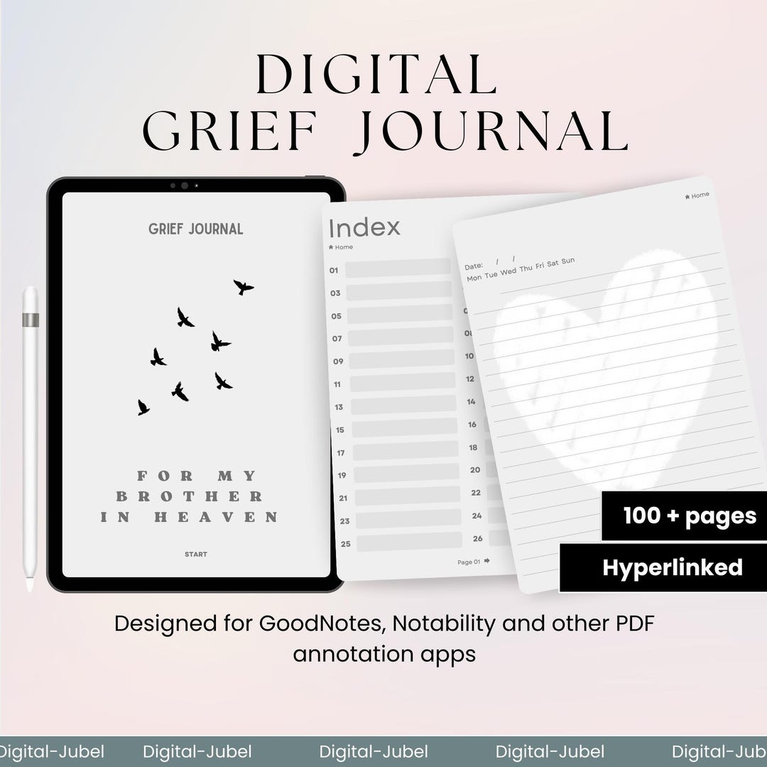 Loss of Brother Digital Grief Journal, Letters to My Brother in Heaven ...