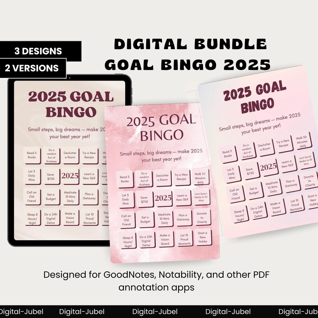 2025 Goal Bingo Bundle Goal Setting, New Year Resolution Tracker Tool ...