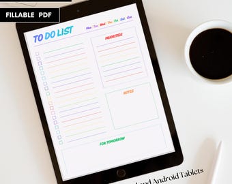 Rainbow Floral Digital to Do List, Goodnotes Template, Undated to Do ...