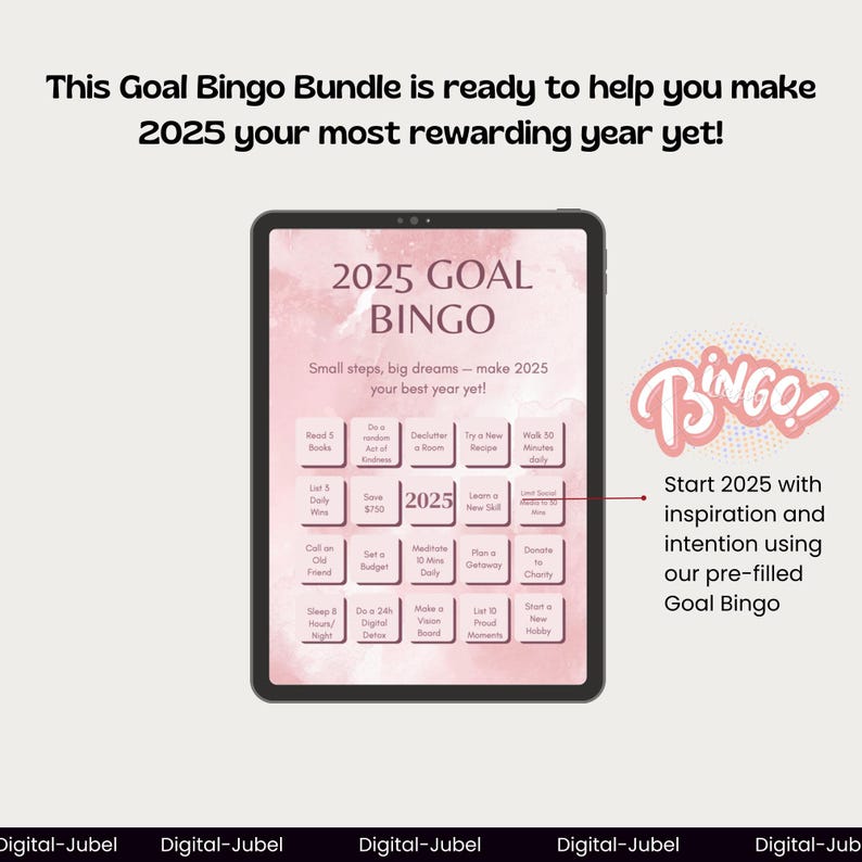 2025 Goal Bingo Bundle - Goal Setting, New Year Resolution Tracker Tool ...