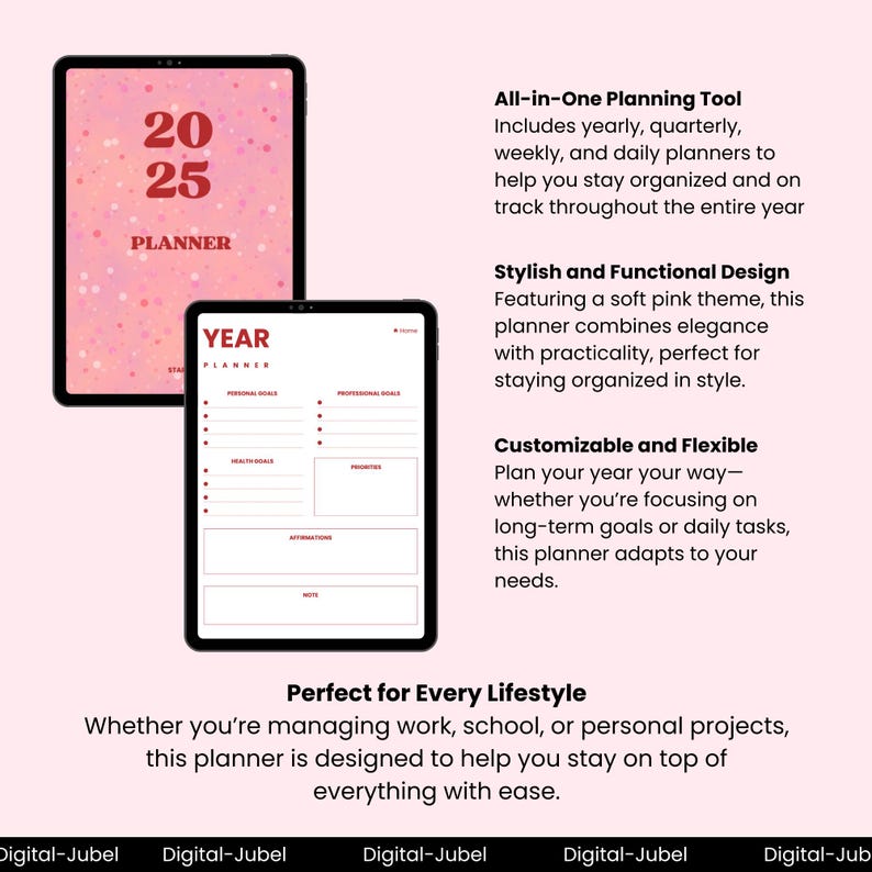 2025 Digital Planner, Fully Hyperlinked, Goodnotes Notability Ipad ...