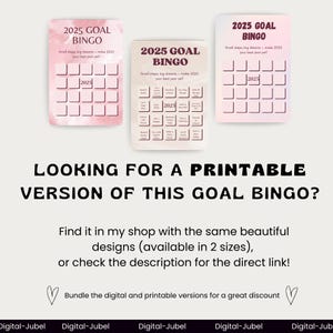 2025 Goal Bingo Bundle - Goal Setting, New Year Resolution Tracker Tool ...