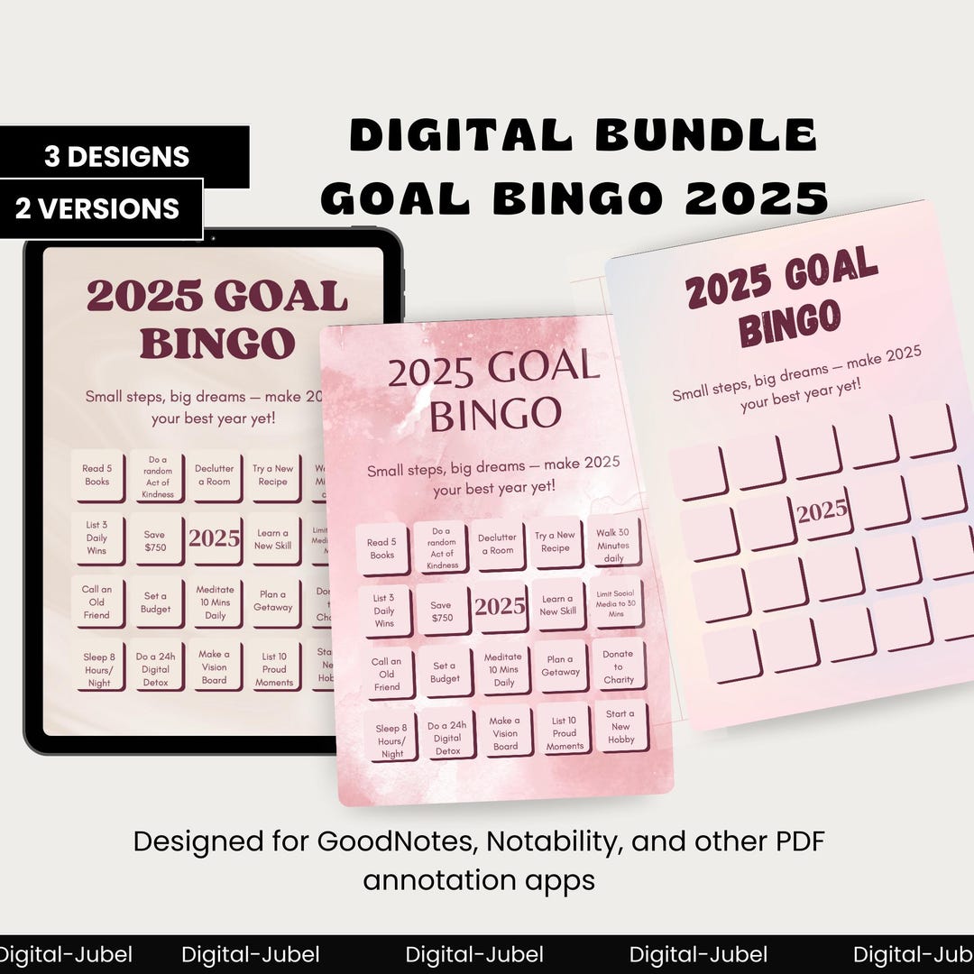 2025 Goal Bingo Bundle - Goal Setting, New Year Resolution Tracker Tool ...
