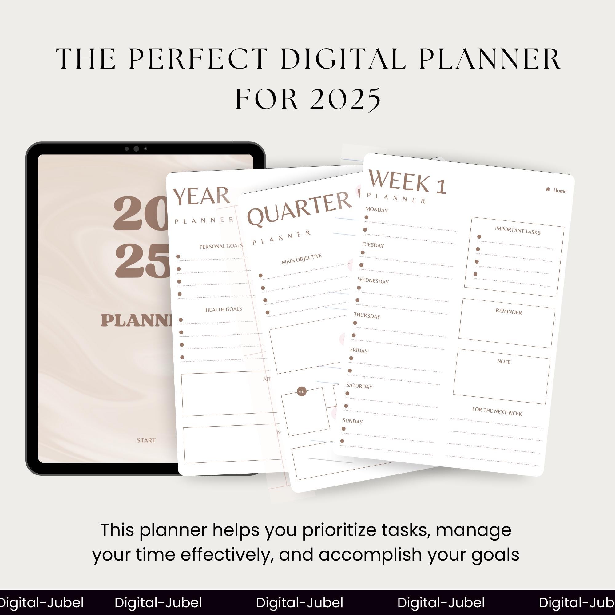2025 Neutral Digital Planner, Fully Hyperlinked, Goodnotes Notability ...
