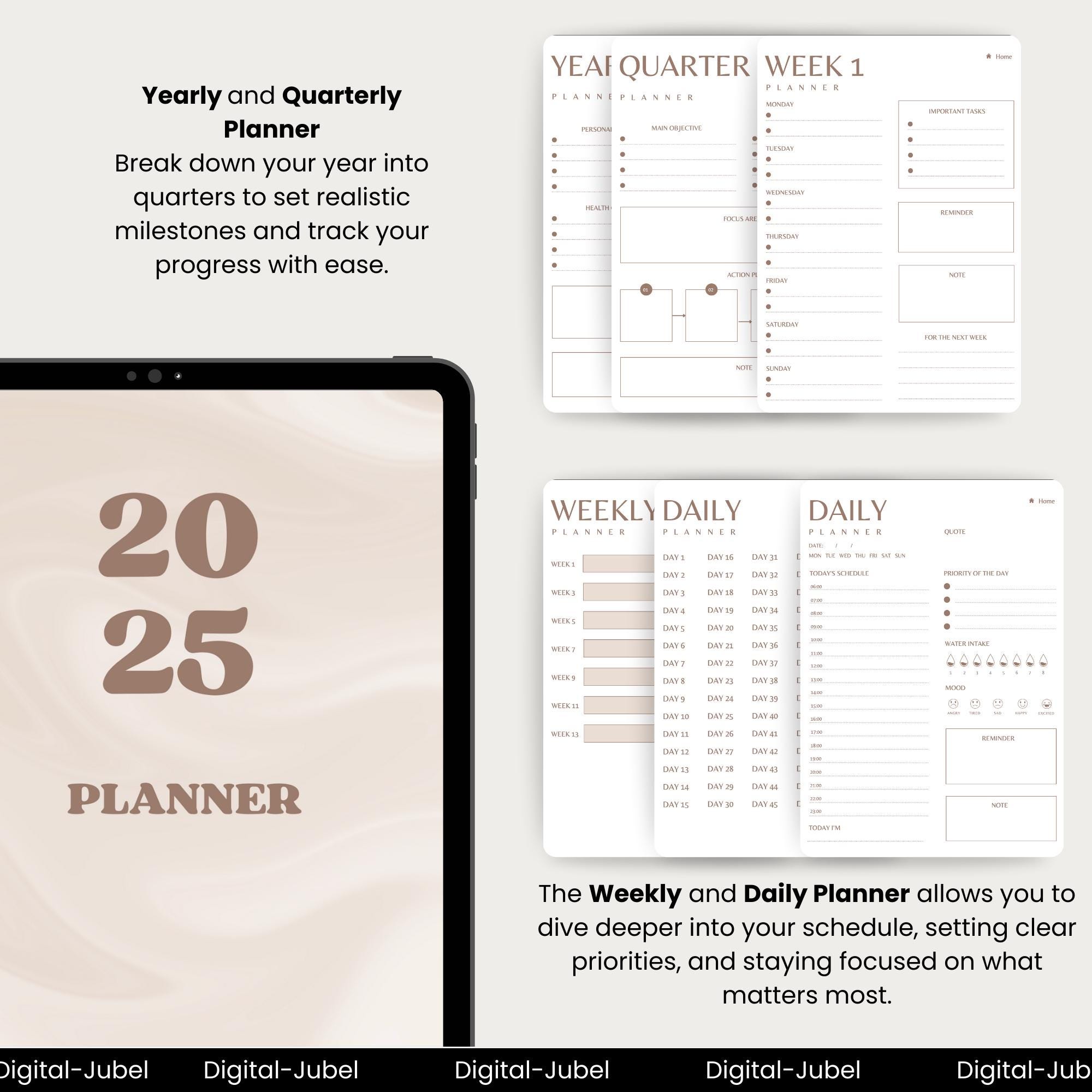 2025 Neutral Digital Planner, Fully Hyperlinked, Goodnotes Notability ...