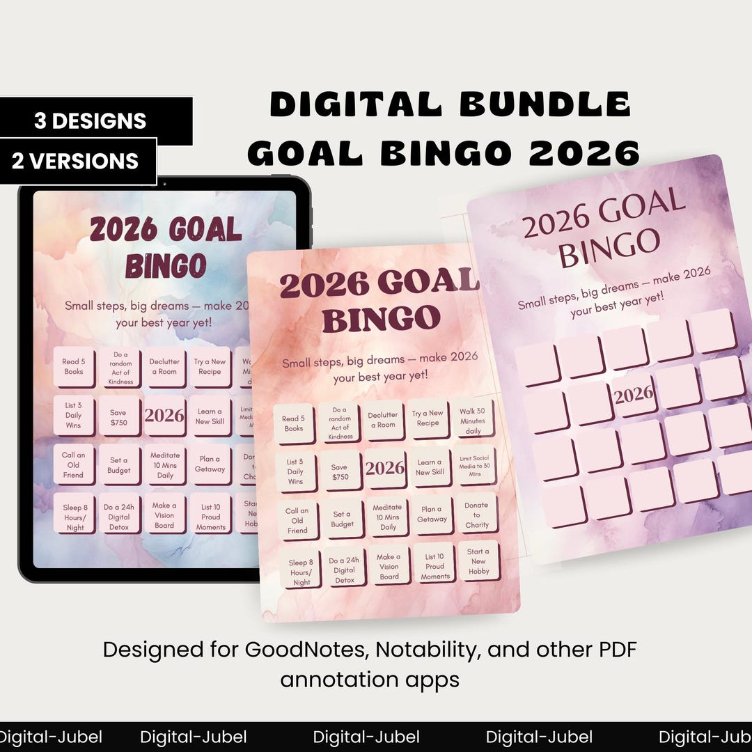 2026 Goal Bingo Bundle - Goal Setting, New Year Resolution Tracker Tool ...