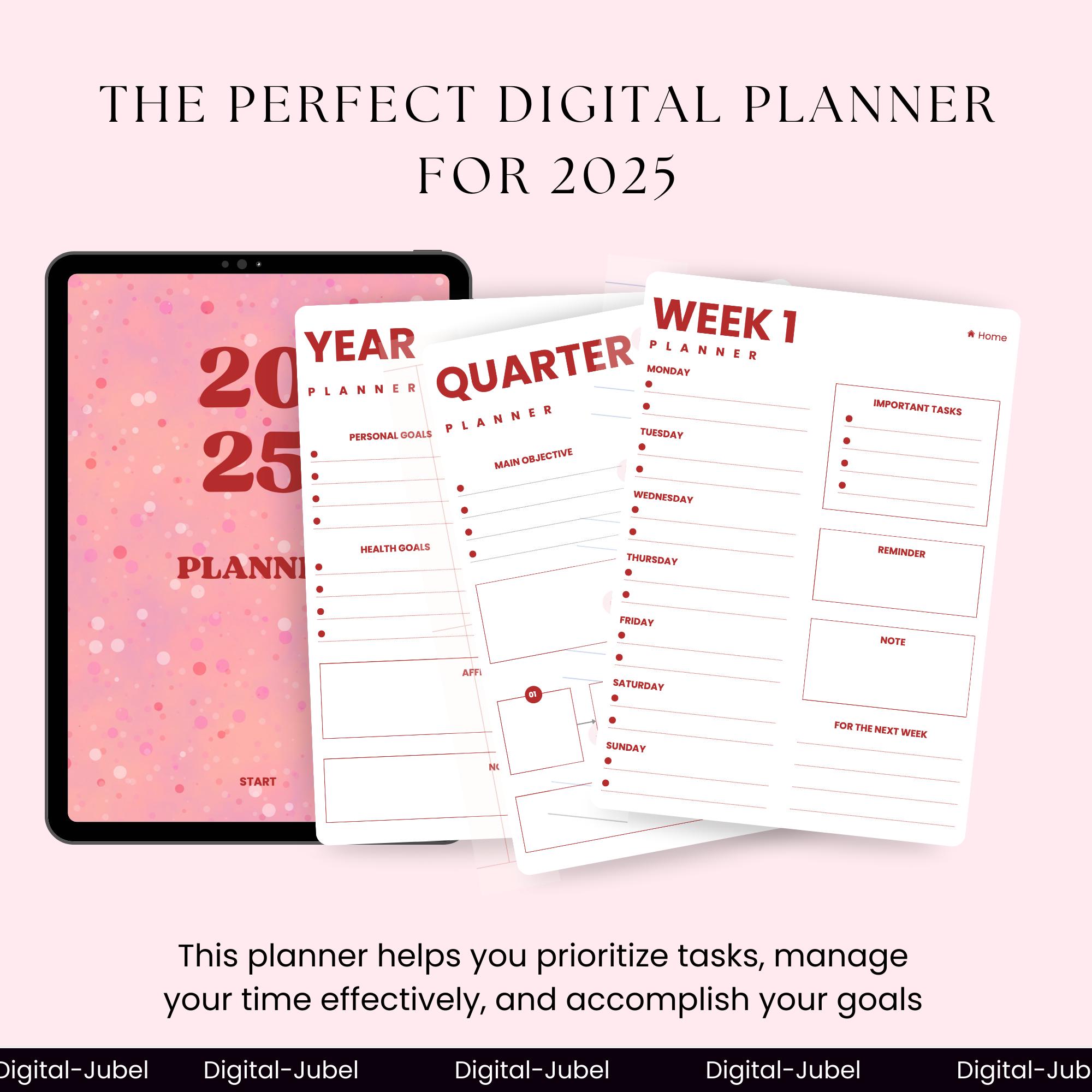 2025 Digital Planner, Fully Hyperlinked, Goodnotes Notability Ipad ...