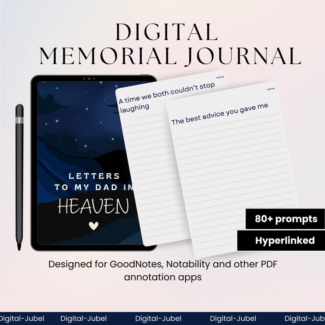 Letters to My Dad in Heaven Digital Notebook, Loss of Father Grief ...