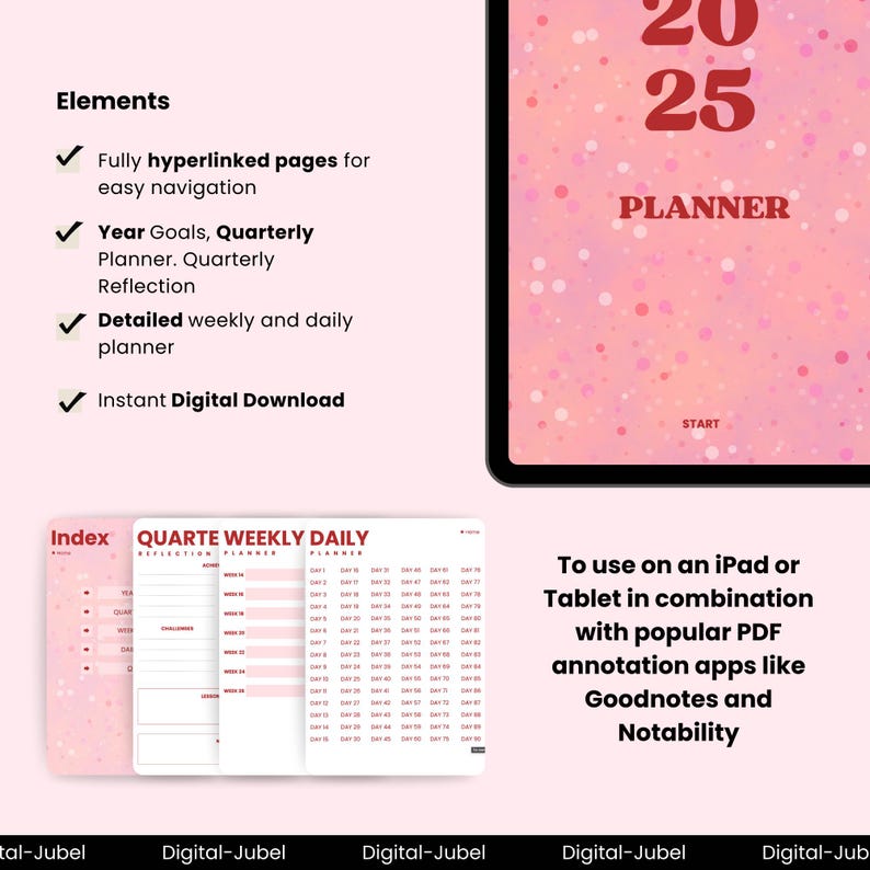 2025 Digital Planner, Fully Hyperlinked, Goodnotes Notability Ipad ...