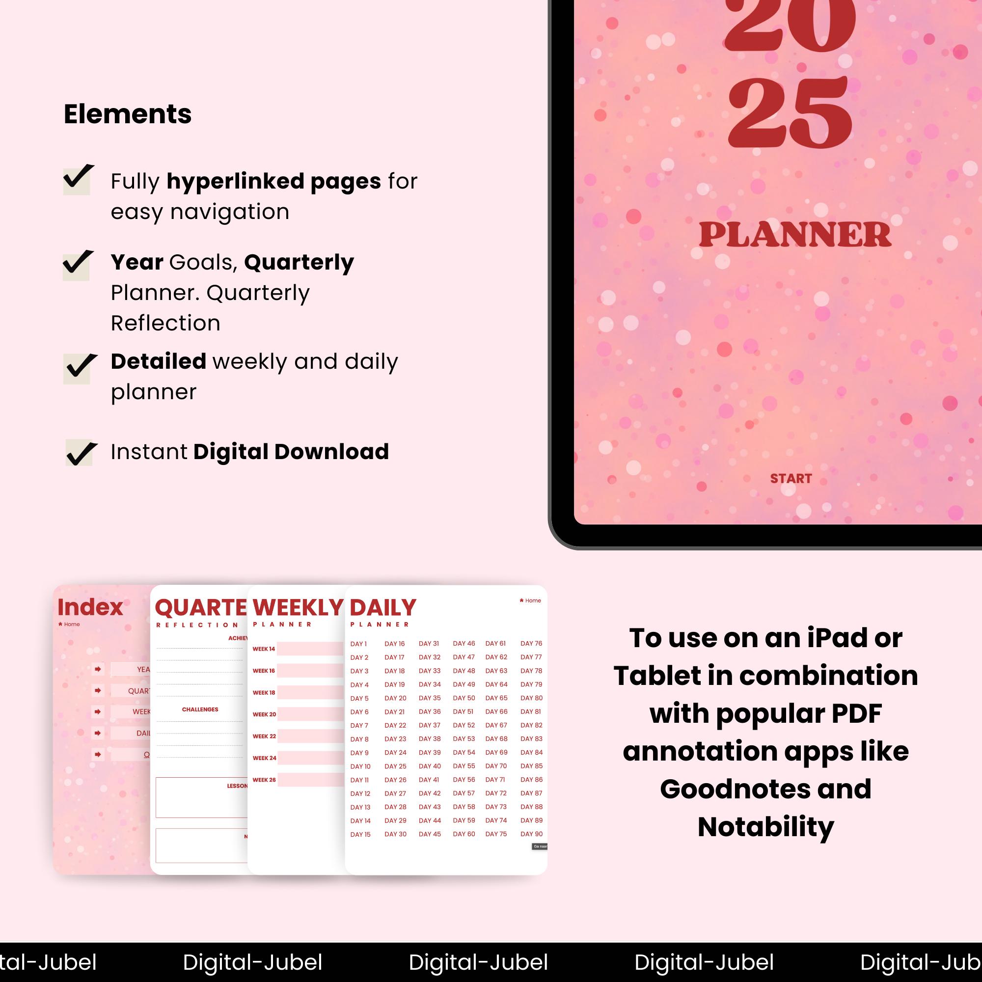 2025 Digital Planner, Fully Hyperlinked, Goodnotes Notability Ipad ...
