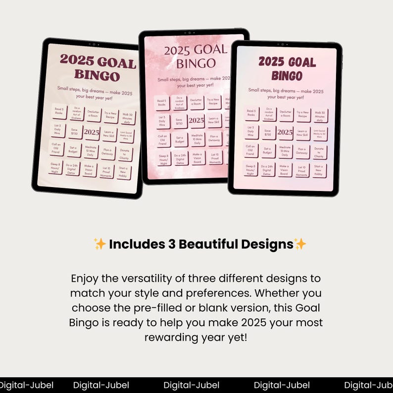 2025 Goal Bingo Bundle - Goal Setting, New Year Resolution Tracker Tool ...
