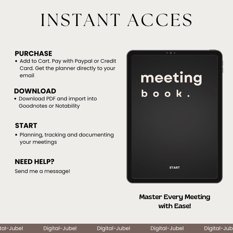 Meeting Book Template for Goodnotes Ipad, Meeting Notes, Hyperlinked ...
