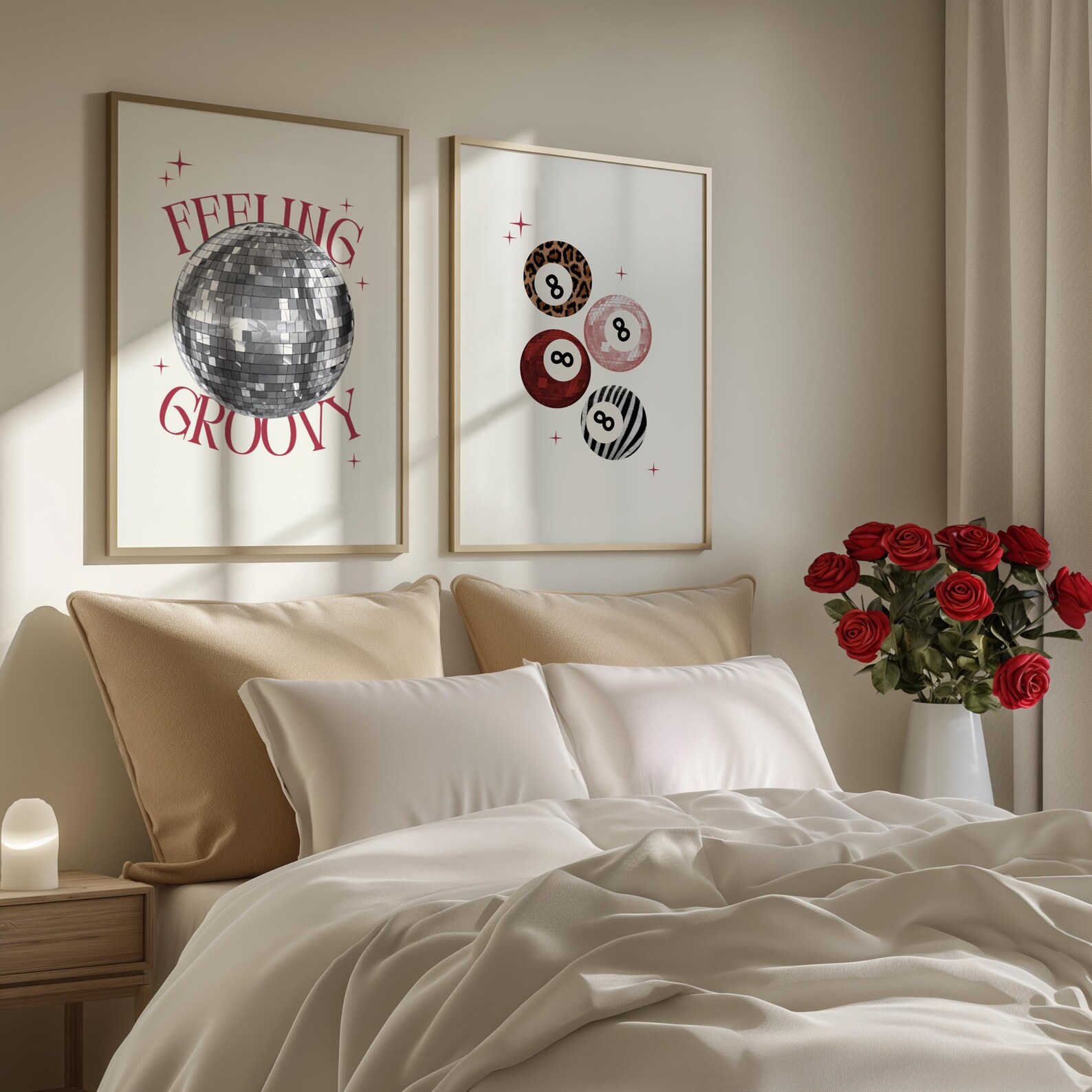 Feeling Groovy Wall Art, Disco Ball Poster, 8 Ball Leopard Print, Funky ...