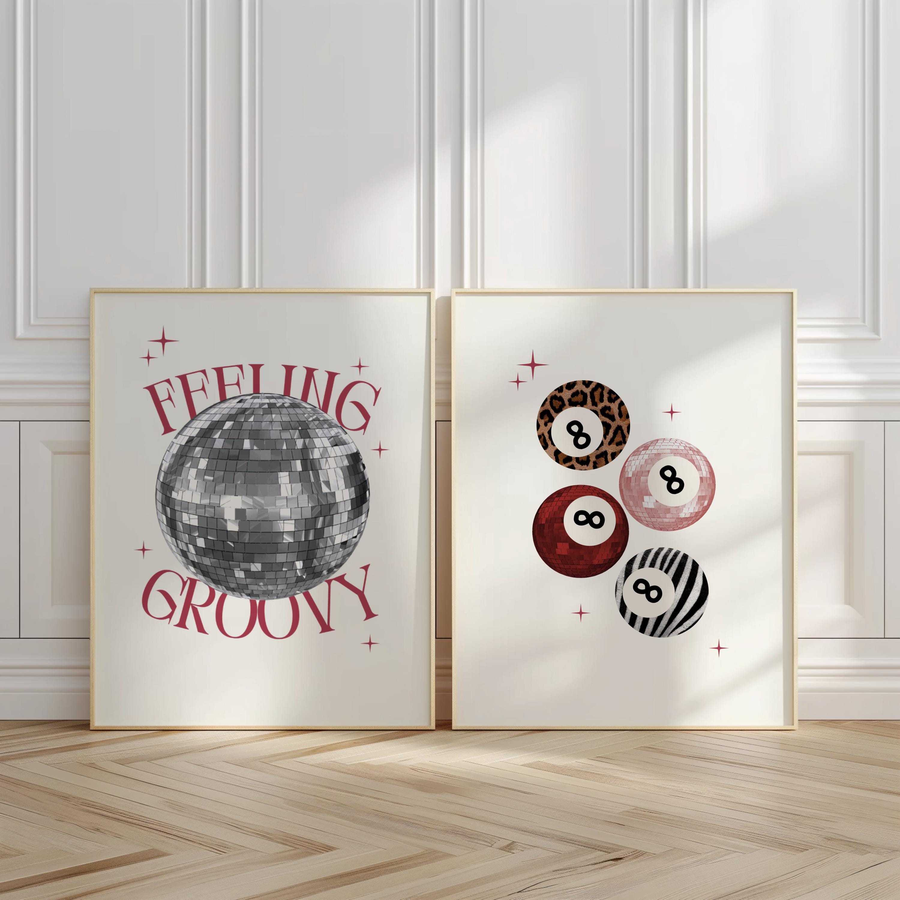 Feeling Groovy Wall Art, Disco Ball Poster, 8 Ball Leopard Print, Funky ...