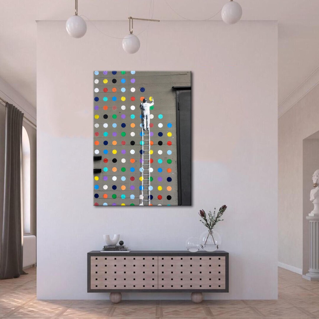 Banksy Colorful Dot Painter Wall Art,banksy Artwork,banksy Wall Decor ...