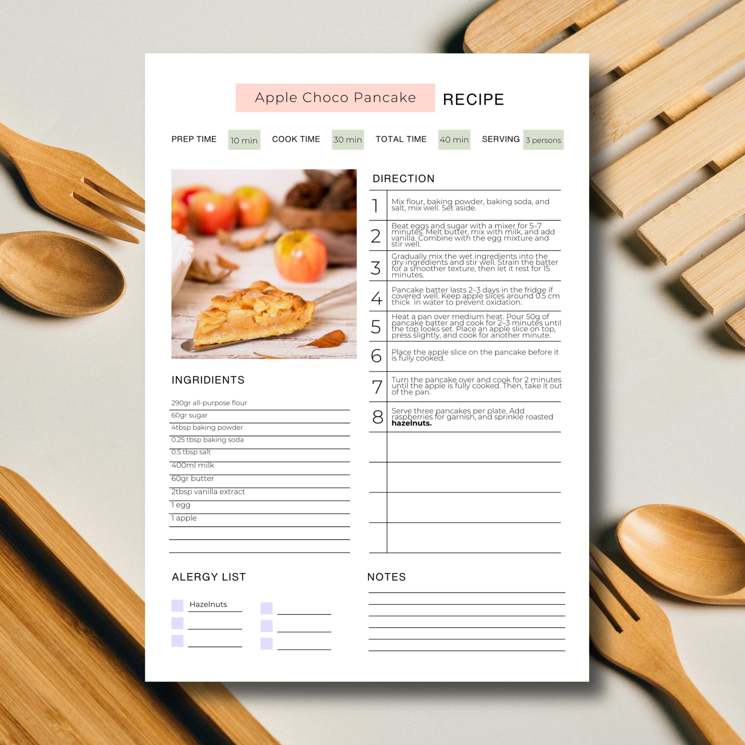 Pastel Color Recipe Template, A4/a5/b5/letter, Editable Recipe Template ...