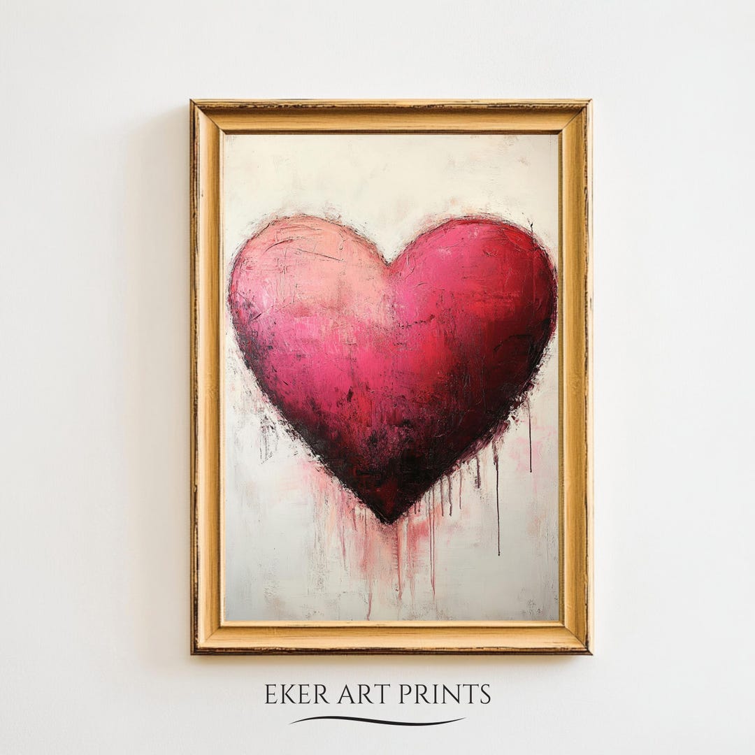 Valentines Day Pink Heart Art Valentines Wall Art Valentines Day Decor ...