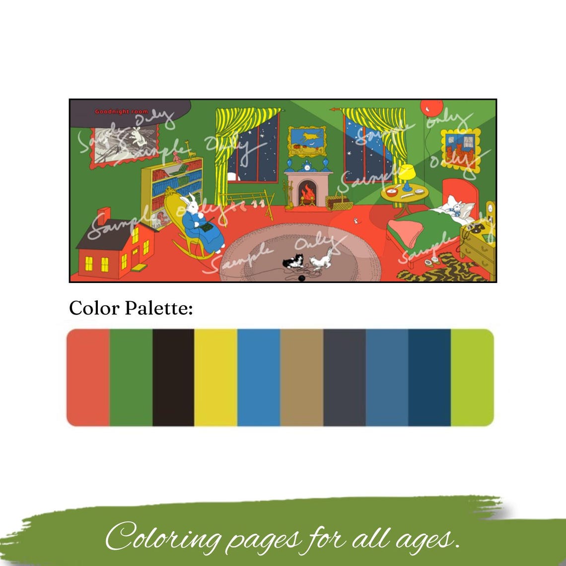Goodnight Moon Coloring Pages PDF PNG - for All Ages - Etsy