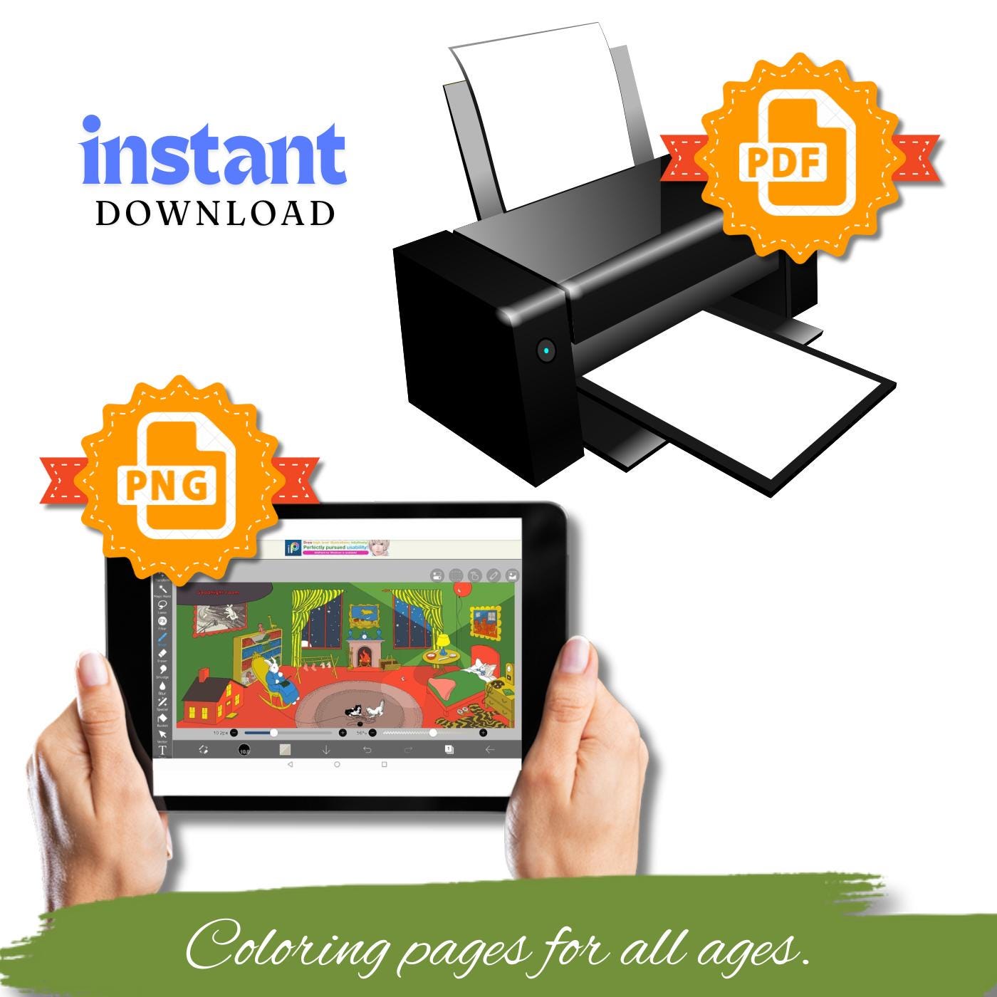 Goodnight Moon Coloring Pages PDF PNG - for All Ages - Etsy