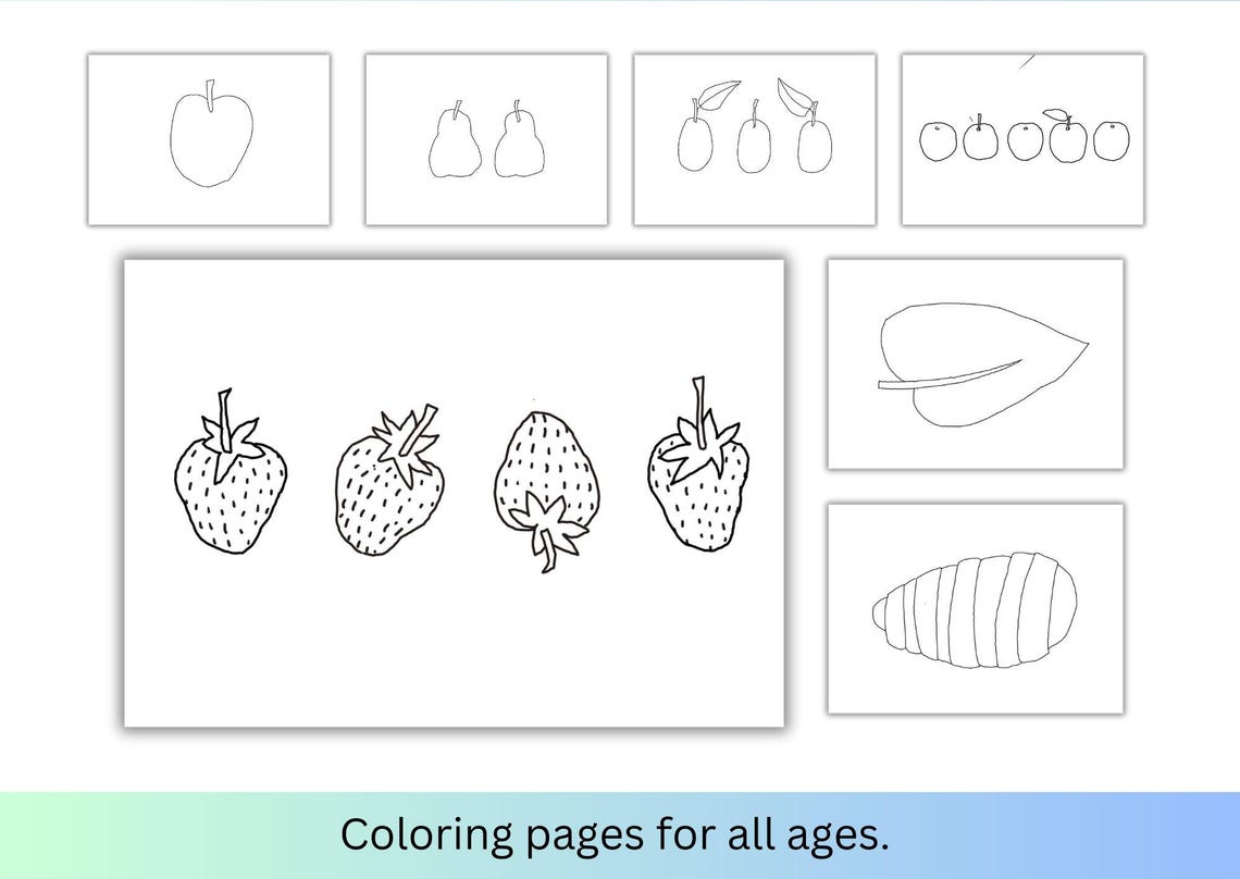 The Very Hungry Caterpillar Coloring Pages PDF PNG - for All Ages - Etsy