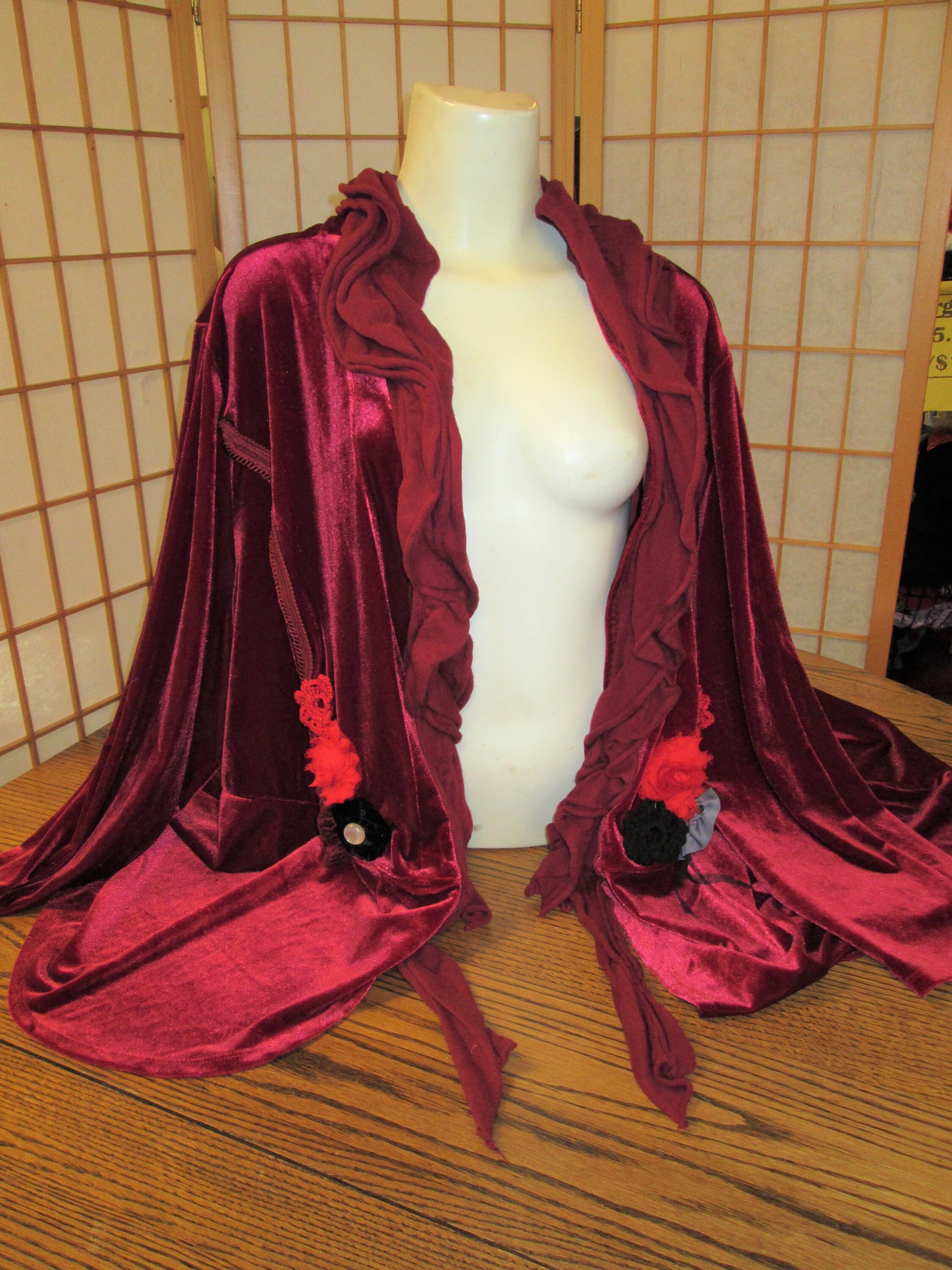 Repurposed Velvet gypsy Red duster jacket coat for 3X-4X | Etsy