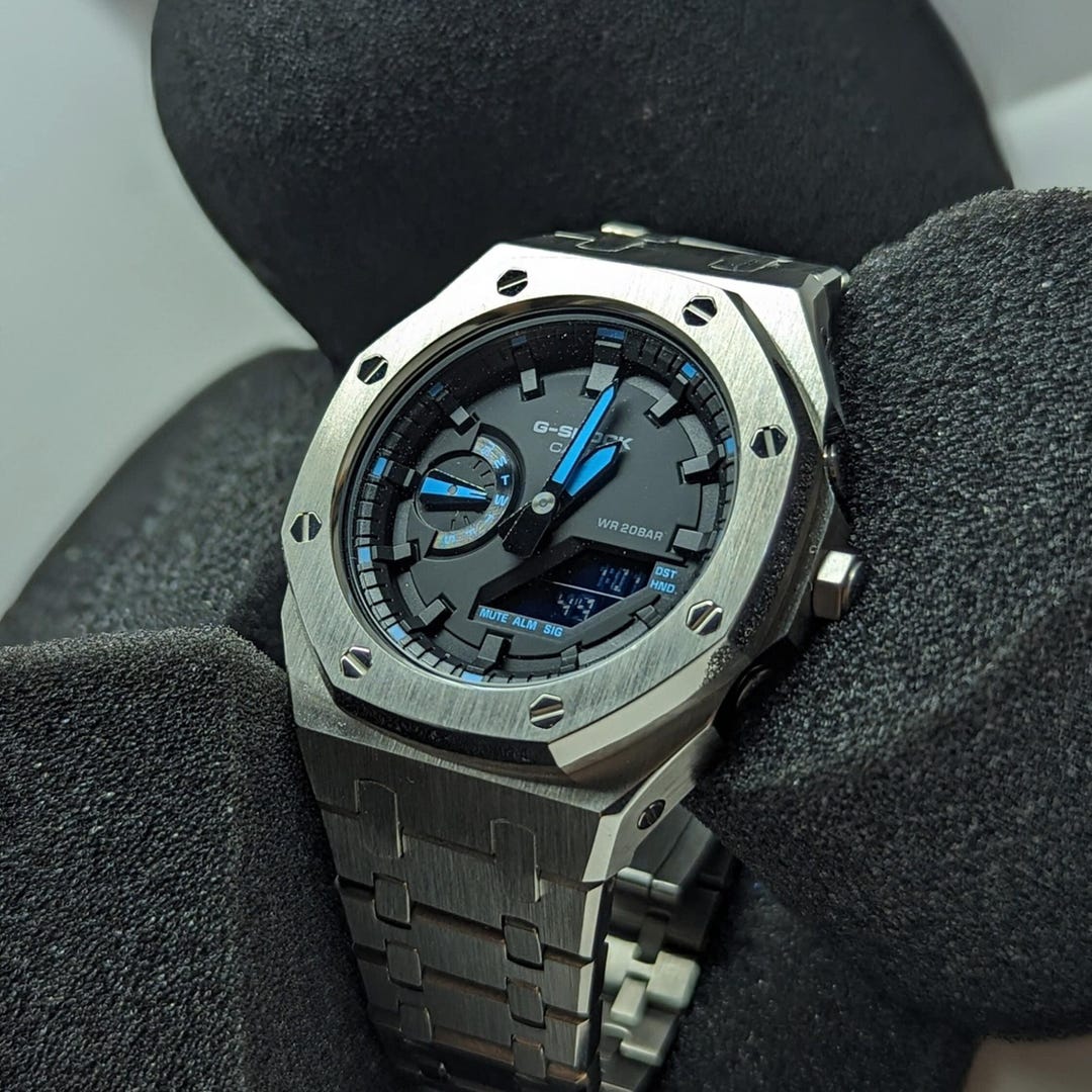 Custom Casioak G-shock Stainless Steel & Black, Casio GA-2100, Gen 5 ...