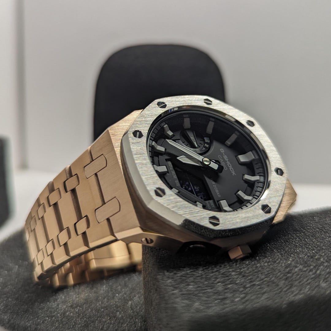 Custom Casioak G-shock Rose Gold & Black, Casio GA-2100, Gen 5 Mod - Etsy