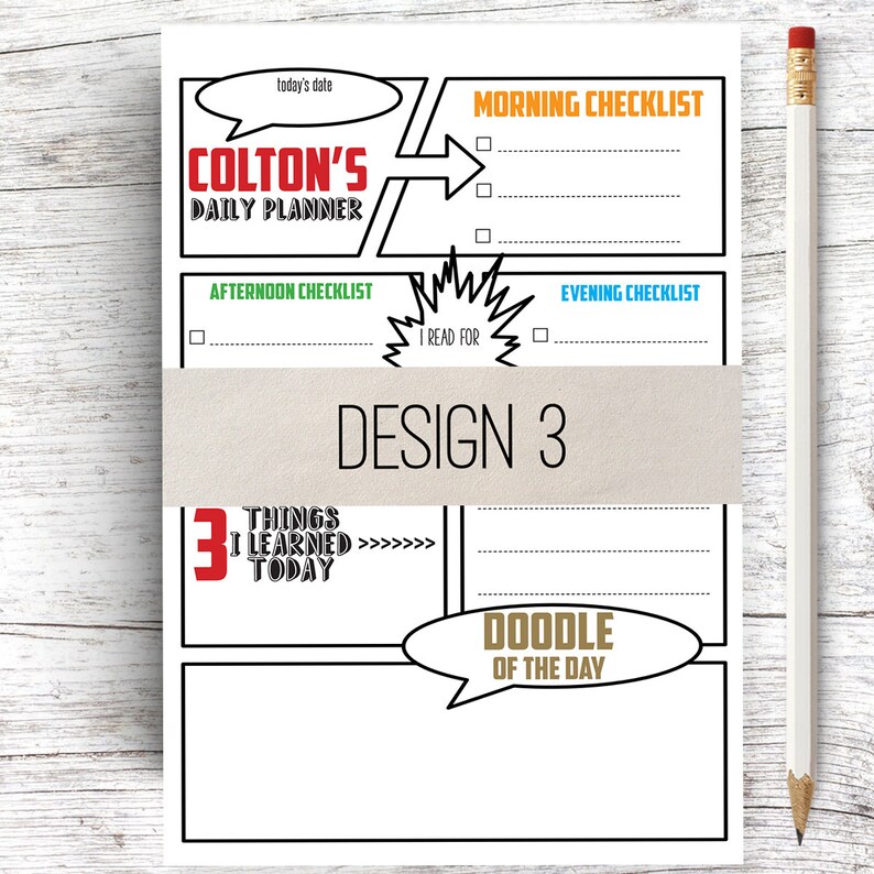 Kids Daily Planner Personalized Notepad Organization | Etsy