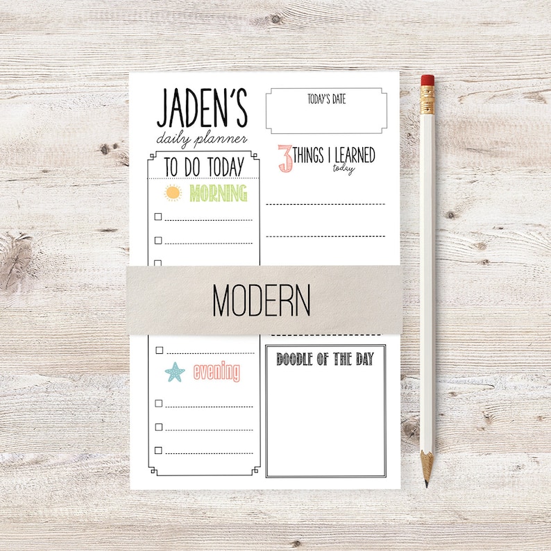 Kids Daily Planner Personalized Notepad Organization - Etsy