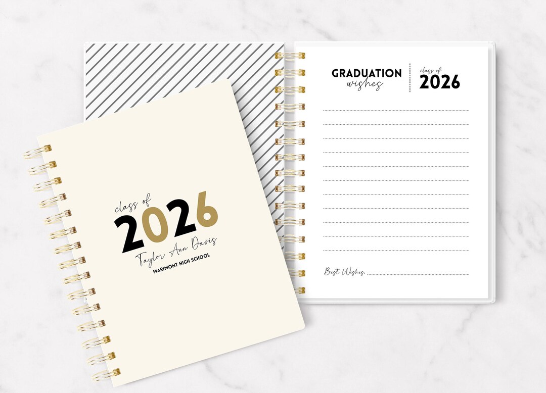 Personalized Graduation Guest Book: Spiral Notebook, Advice & Memories ...