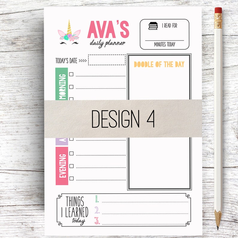 Kids Daily Planner Personalized Notepad Organization | Etsy