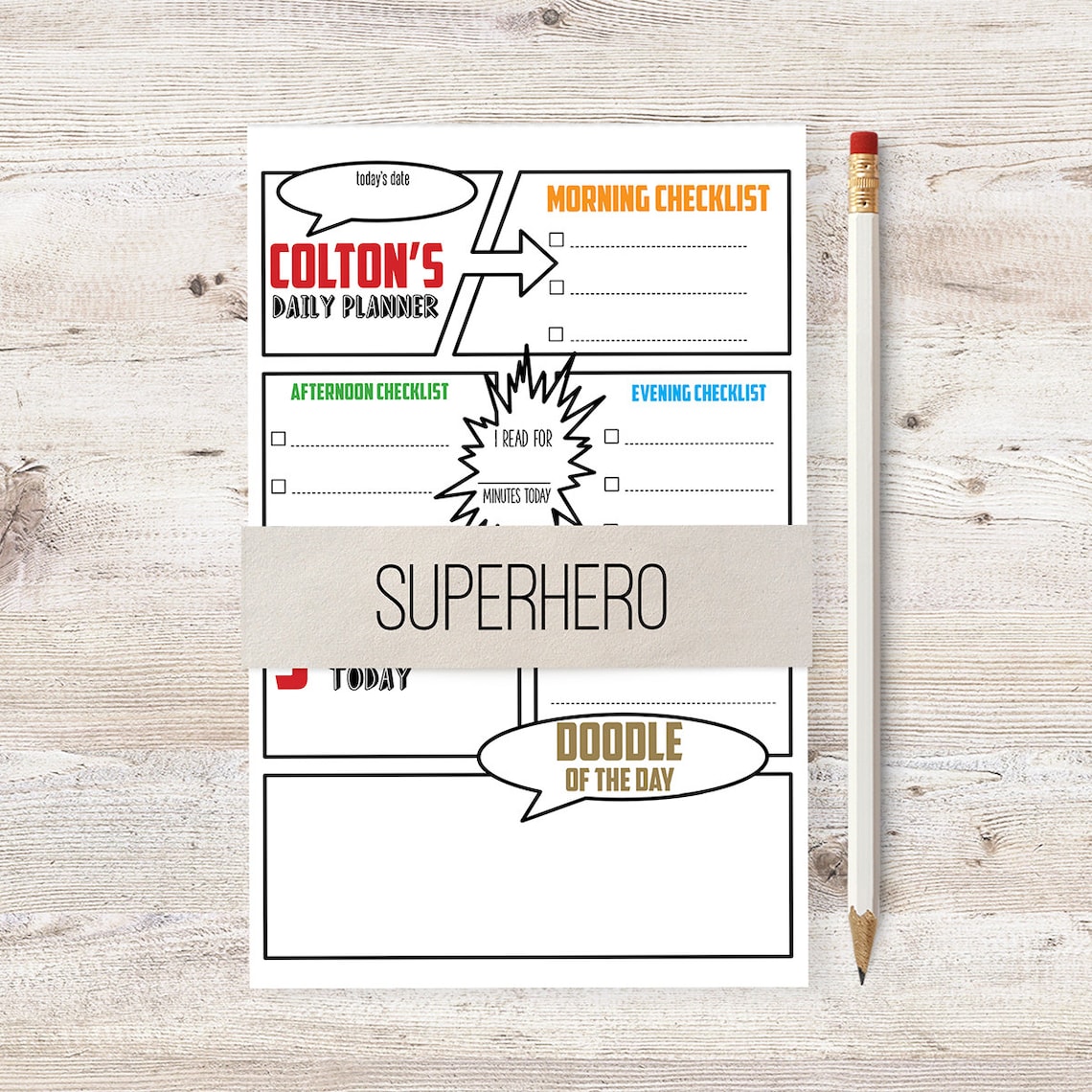 Kids Daily Planner Personalized Notepad Organization - Etsy