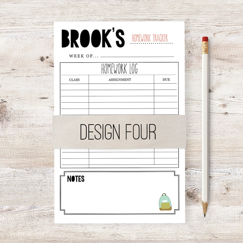 Kids Homework Planner Personalized Notepad Organization - Etsy