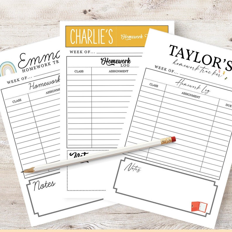 Kids Homework Planner Personalized Notepad Organization - Etsy