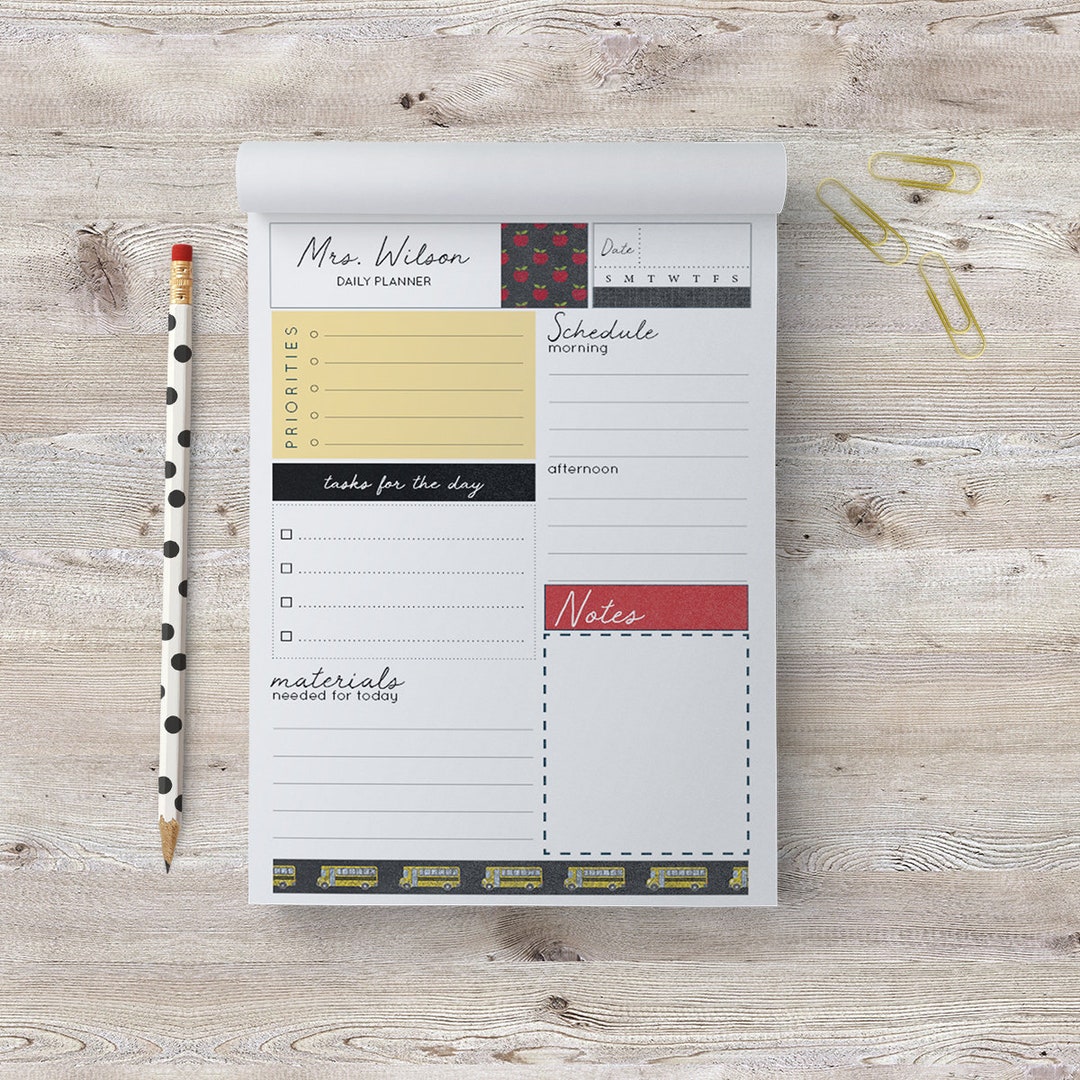 TEACHER Daily Planner Notepad, Personalized, Organization, to Do Lists ...