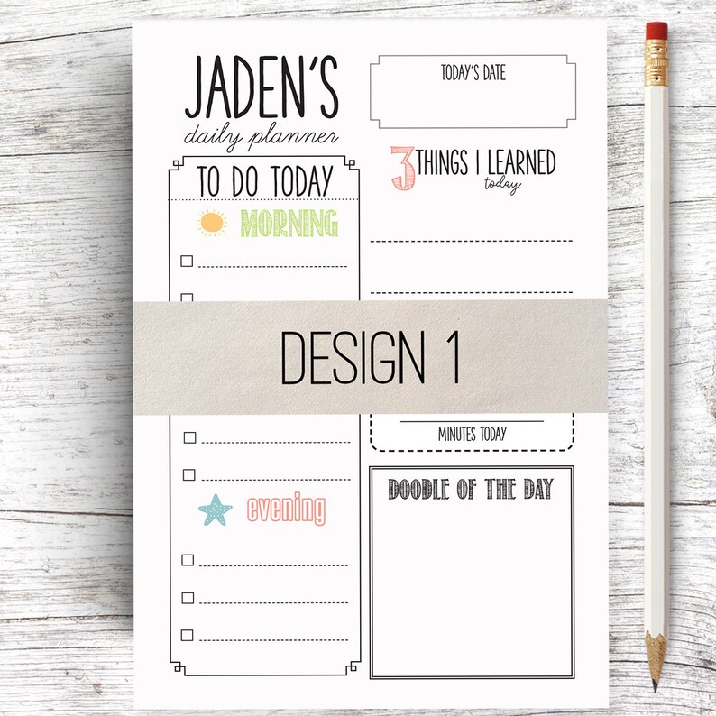 Kids Daily Planner Personalized Notepad Organization | Etsy