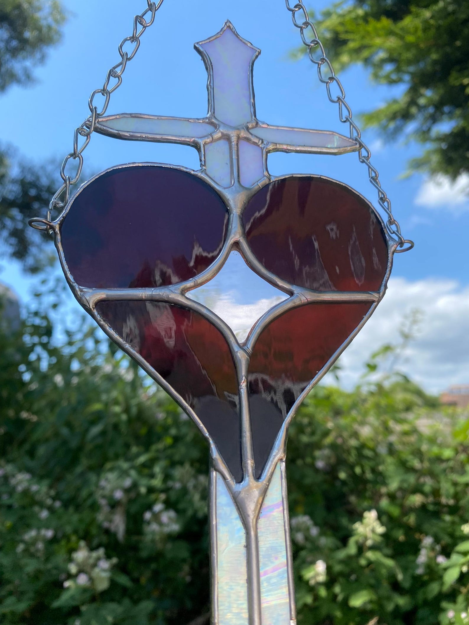 Valentine’s Stained Glass Heart With Star | Purple Heart Suncatcher ...