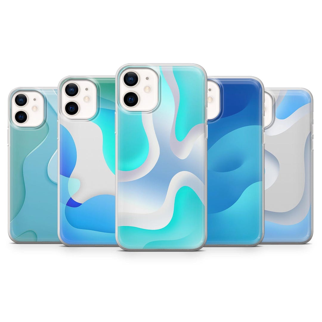 Blue Wallpaper Phone Case Squiggly Line for iPhone 16 Pro, 15, 14, 13 ...