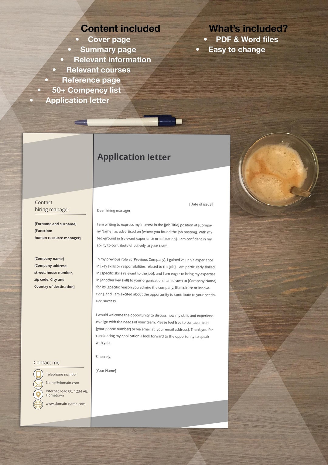 Resume Template and Application Letter in Microsoft Word and Adobe Acrobat Pdf Competency List ...
