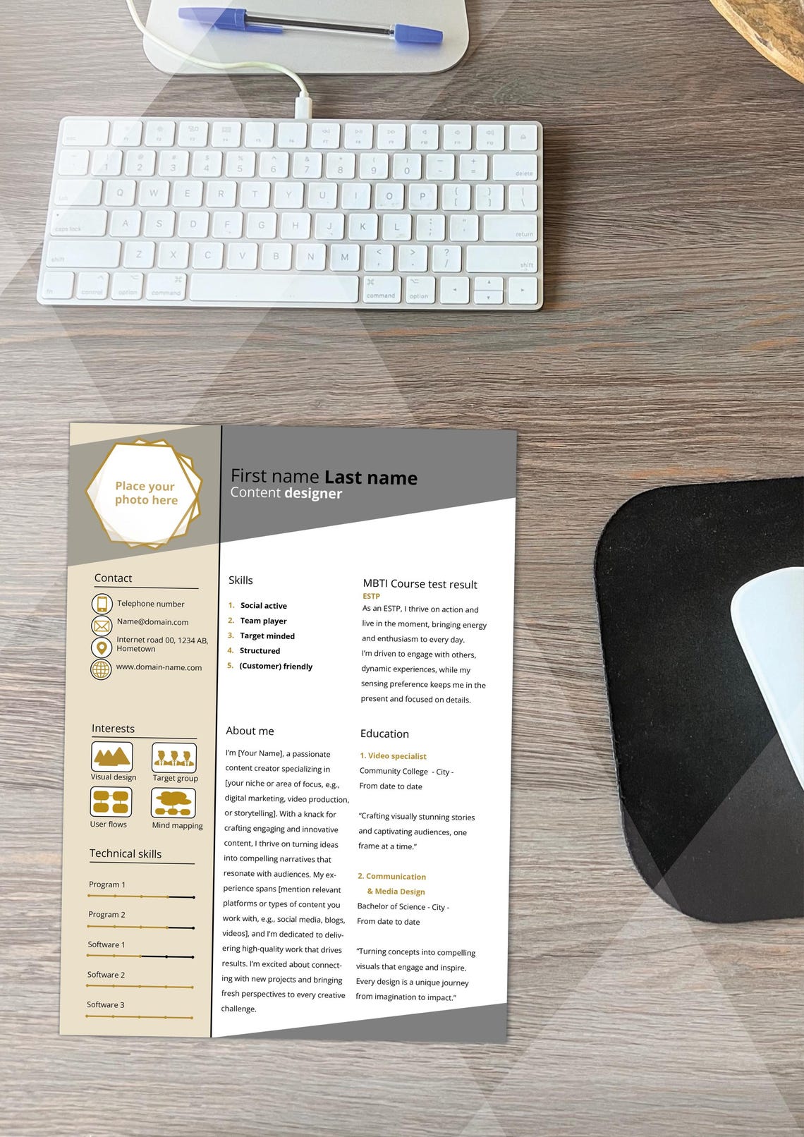 Resume Template and Application Letter in Microsoft Word and Adobe ...